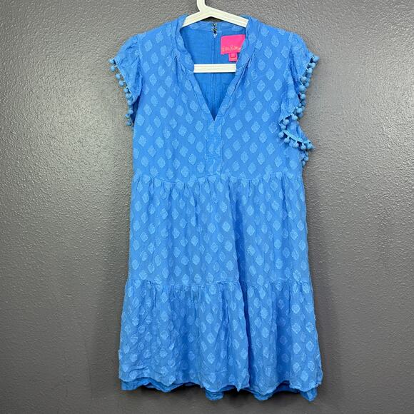 Lilly Pulitzer | Dresses | Lilly Pulitzer Arleah Pompom Mini Dress Blue ...